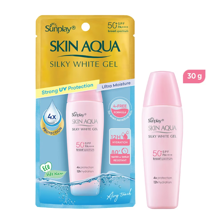 Rohto Mentholatum Sunplay Skin Aqua Silky Sunscreen Gel For Normal to Dry Skin with SPF 50 PA ...