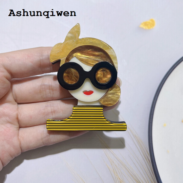 Ashunqiwen [ New ] Cartoon Girl Pin Brooch Striped Headband Girl Collar ...