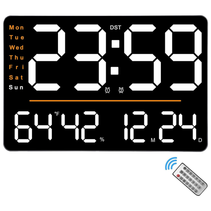 Digital Wall Clock 15.6 In LED Wall Clocks Large Display With Remote ...