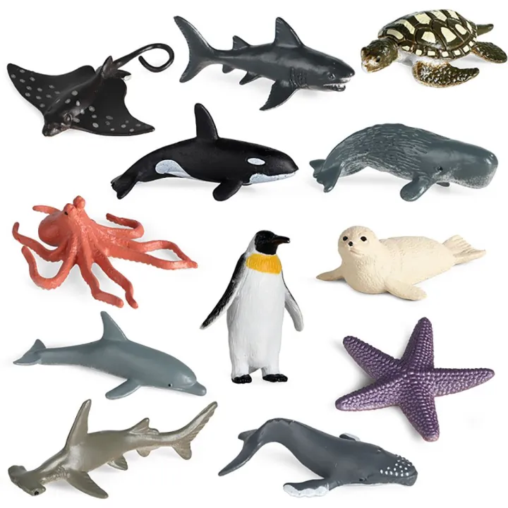 12PCS/Set Sea Scene Shark Whale Early Education Ocean Creatures ...