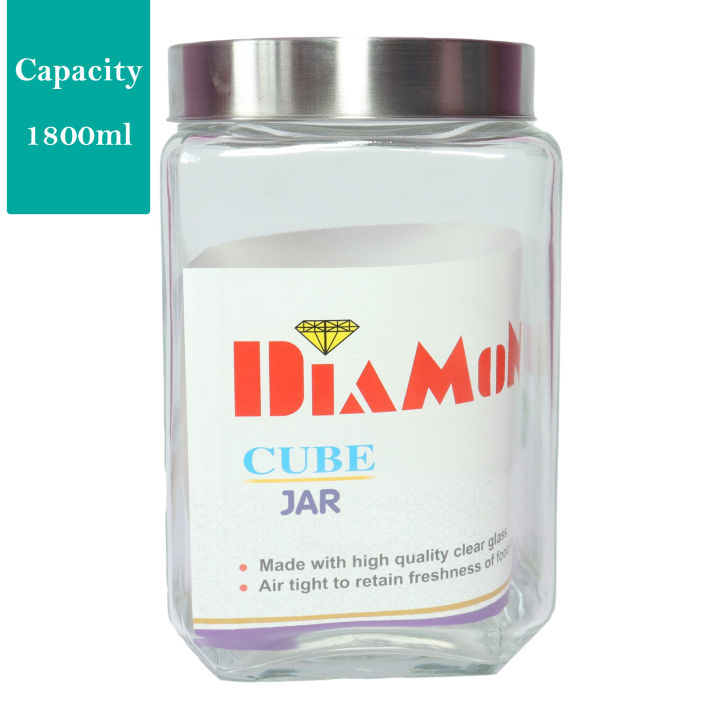 Glass Cube Jar Container Premium For Pickles Ghee Spices Dry Fruits ...