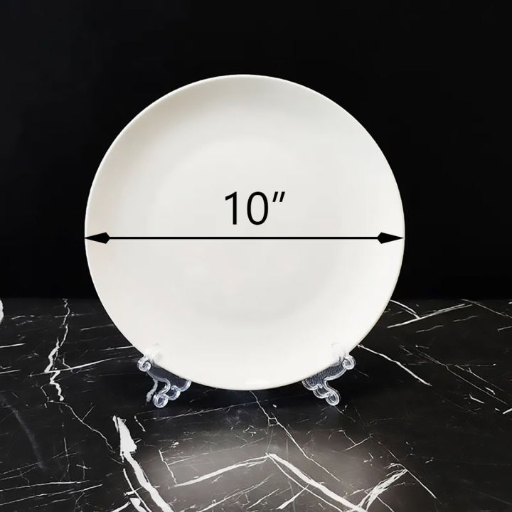 Classic Round White Ceramic Dinner Plate – 10-Inch Diameter, Microwave ...