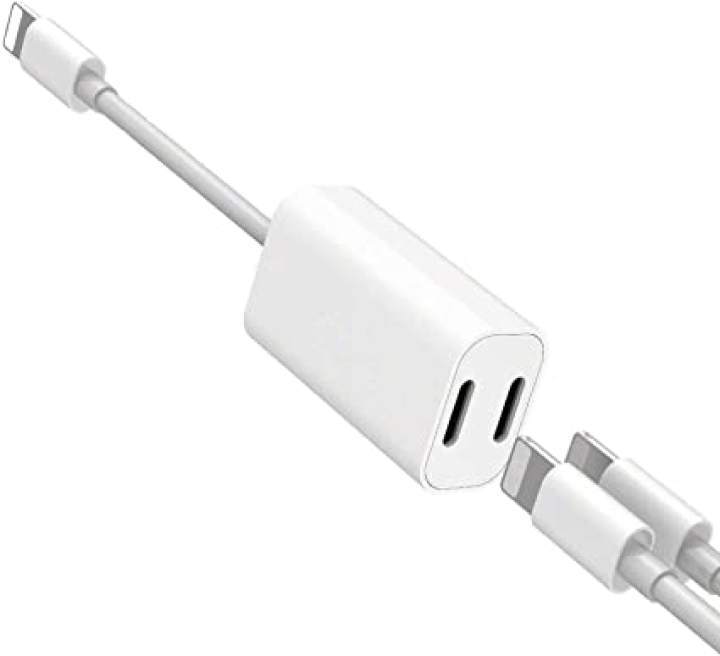 MFi Certified Dual Splitter 2 in 1 Dual Lightning Headphone Jack Audio ...