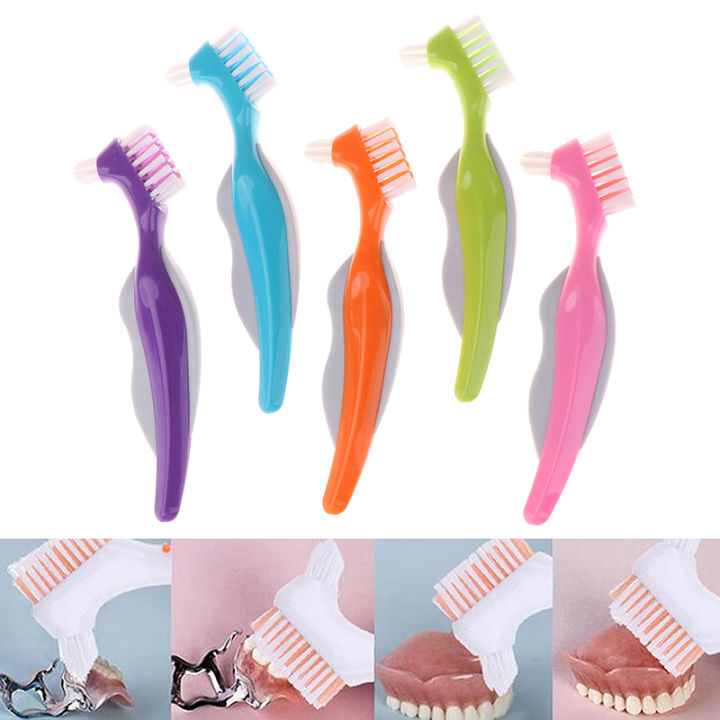 Multi-Layered Bristles Denture Cleaning False Teeth Brush Oral Care Non ...