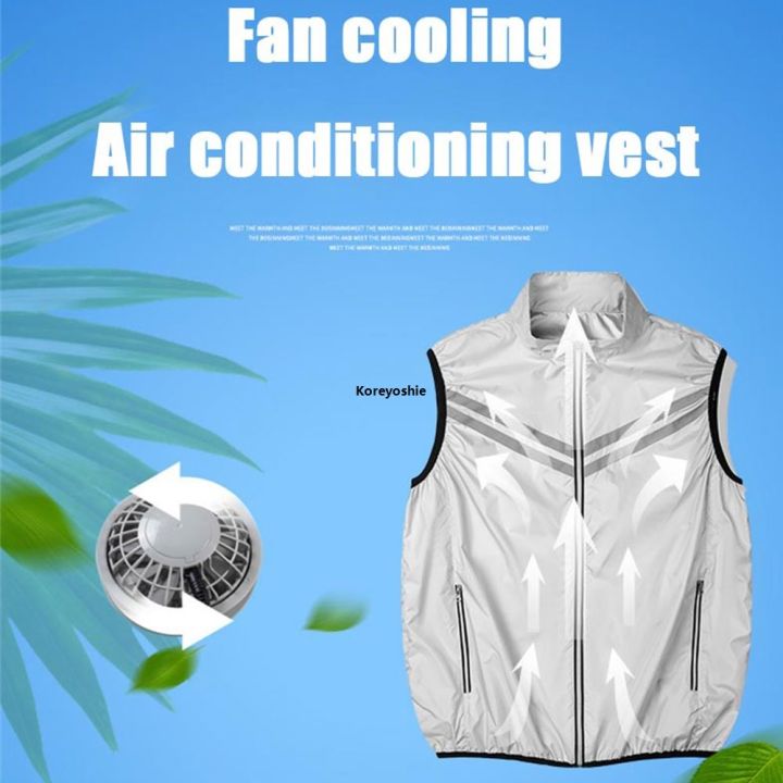 Fan Sleeveless Heat Resistant Ice Cooling Summer Vest Jacket Men's ...