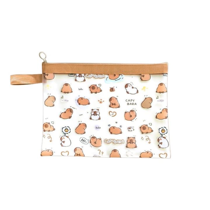Test Paper Storage Bag PVC Capybara Document Bag Durable Transparent A4 ...