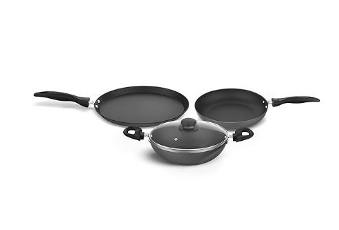 ‎Preethi CSW039 Daily Collection Non Stick Set, 28 cm Tawa, 24 cm Fry ...