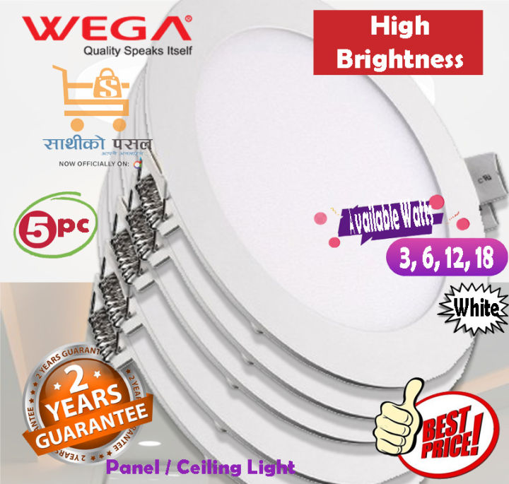 5 pc - Wega Led Panel Light - Ac - 3W Round Daylight - 2 years Warranty ...