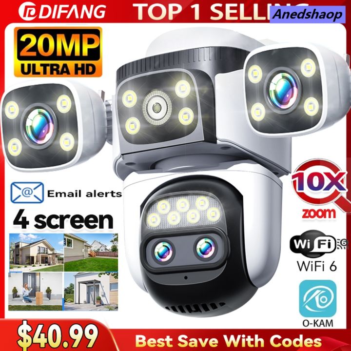 Anedshaop 10K Home Security WiFi Camera Four Len Four Screen 360° 10X ...