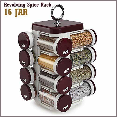 16 Jar Revolving Food Grade Plastic Spice Rack | Daraz.com.np