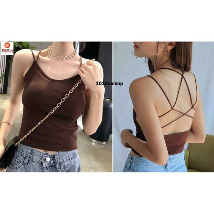 Women Summer Vest Crop Top Sleeveless Backless Vest Bustier Crop Top ...