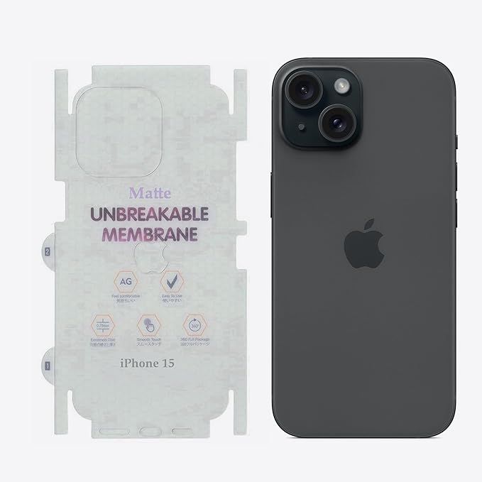 Apple iPhone 15 Back Hydrogel Screen Protector, Unbreakable, Matte ...