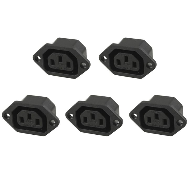 5 pcs black plastic IEC320 C13 AC 250V 10A panel mount plug and socket ...