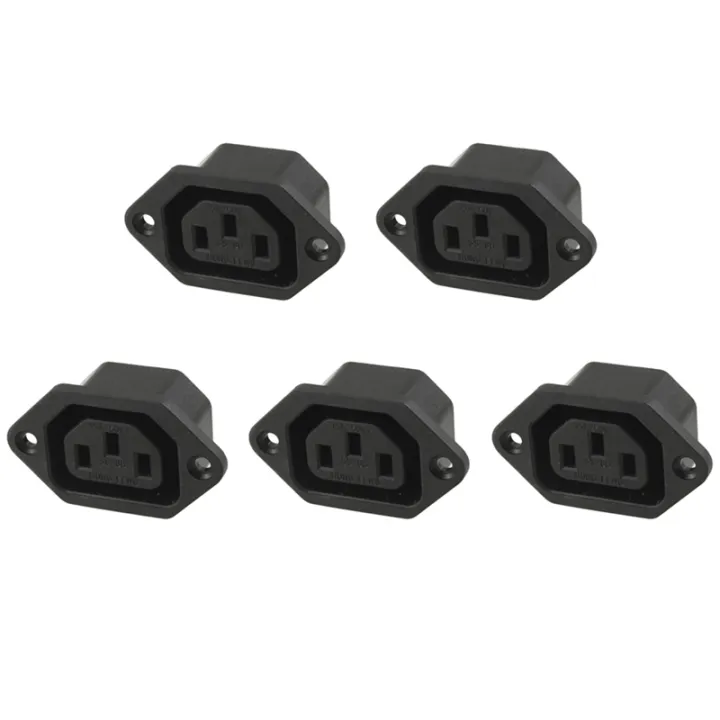 5 pcs black plastic IEC320 C13 AC 250V 10A panel mount plug and socket ...