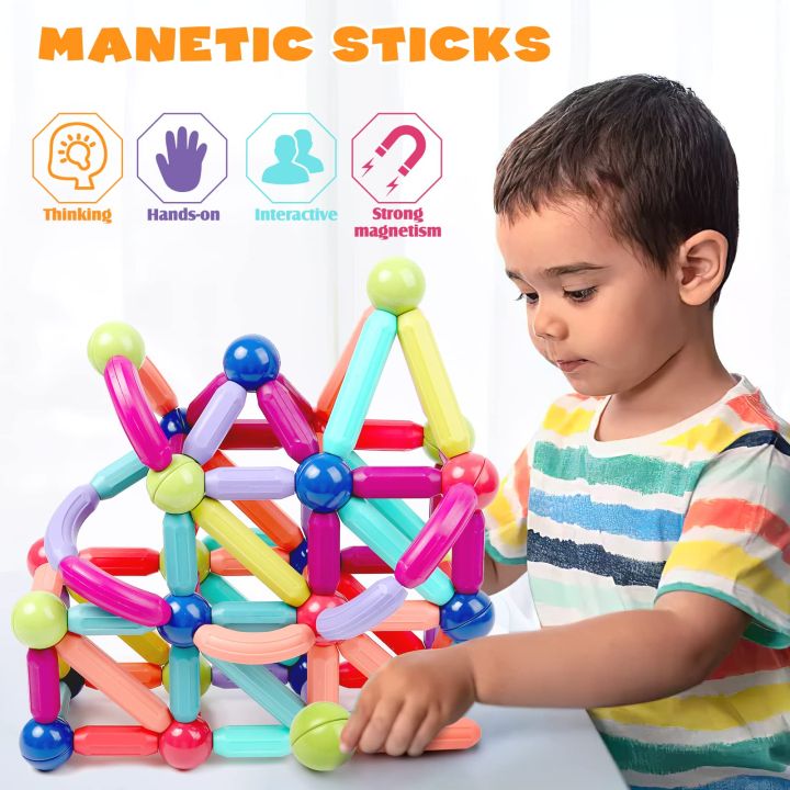 102PCS Magnetic Building Block Toys for Kids, Educational Magnetic ...