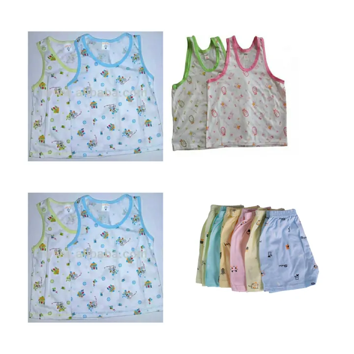 Pack Of 6 Vest 6 Baby Short BABY INNER-WEAR HOSIERY COTTON WITH CARTOON ...