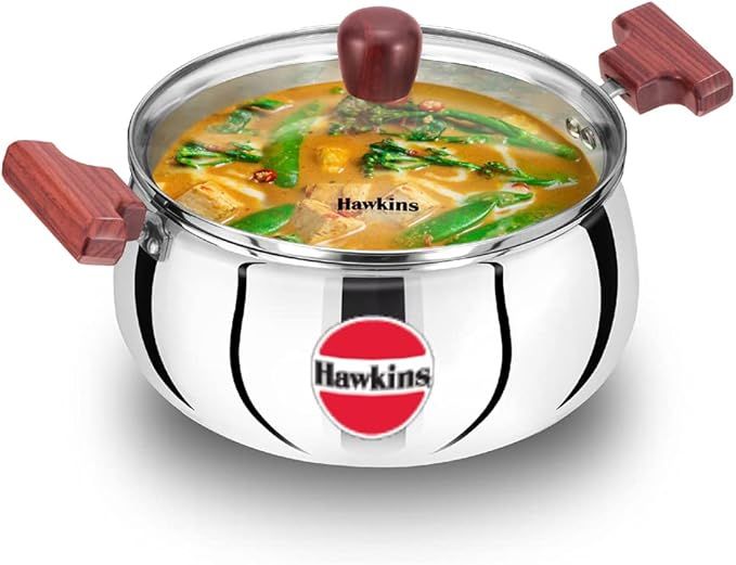 Hawkins 4 Litre Stainless Steel Induction Compatible Handi with Lid ...