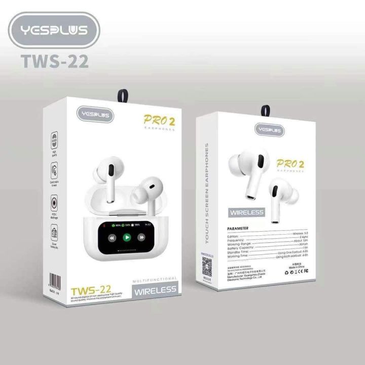 YESPLUS Pro 2 Touch Screen TWS Bluetooth Earbuds With ANC & On Case ...