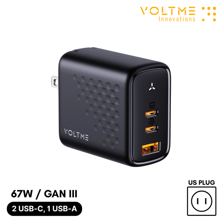 VOLTME Revo 67 (USB C+C+A) 67W GaN III / V-Dynamic / PD3.0 / QC3.0 / PPS Wall Charger Fast ...