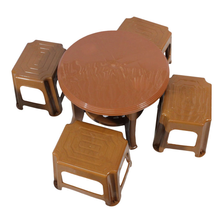 Bagmati Moulding Round Tea/Coffee Table & Super Mini Stool Set (4 Mini ...