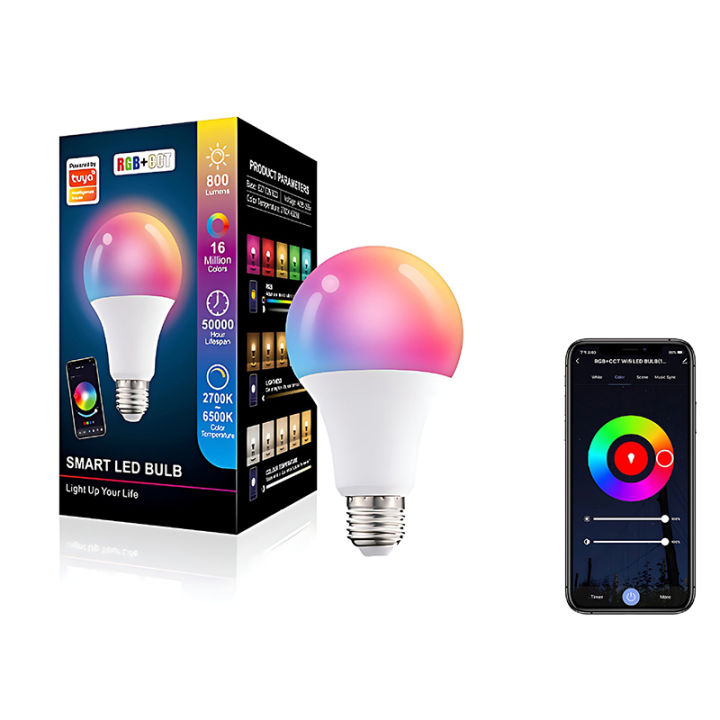 Smart Light Bulb RGB E26 Wifi Bluetooth Led Bulb Smart Home Works Compatible With Alexa Google ...