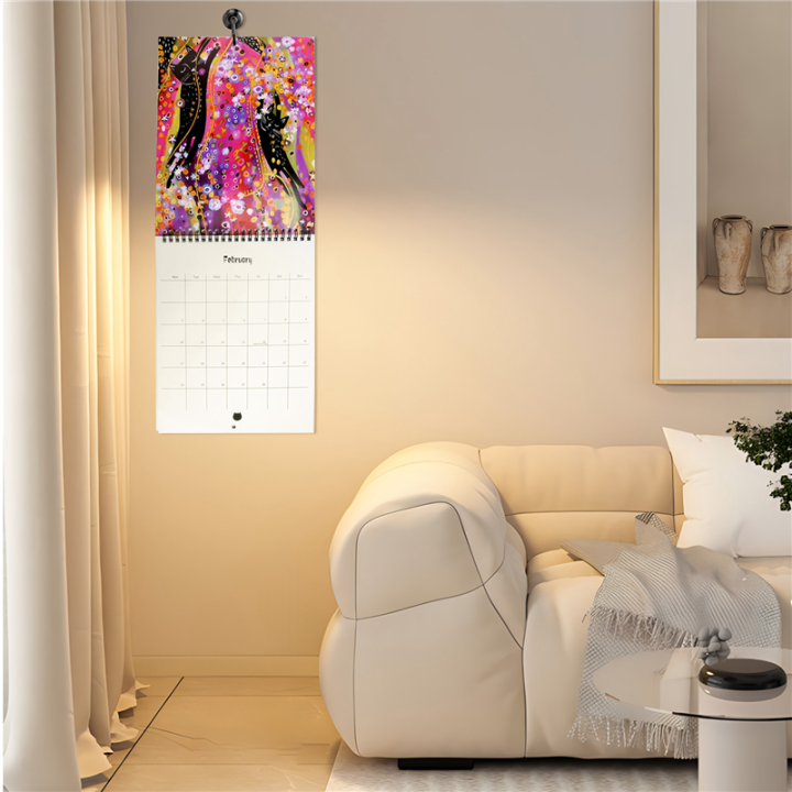 Cat Painting Wall Calendar Monthly Wall Calendar with Medieval Cat ...