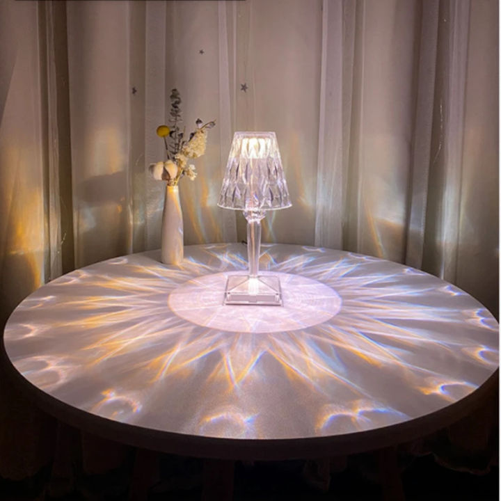 Color Changing Crystal Diamond Table Lamp With Sparking Light With ...