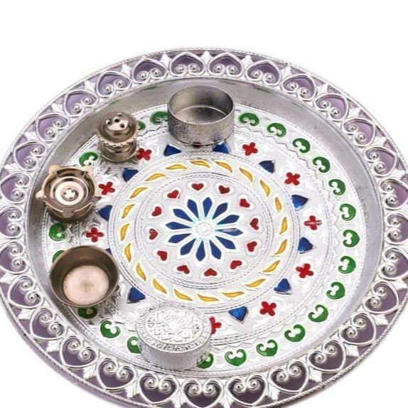 Silver Plastic Pooja Thali 6 Set | Daraz.com.np