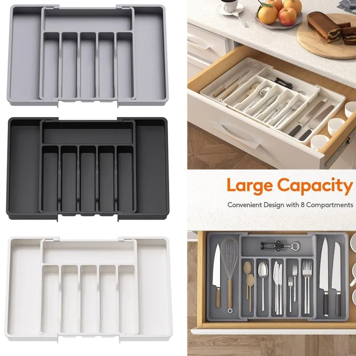 Universal Storage Box Silverware Organizer Plastic Drawerstore Cutlery ...