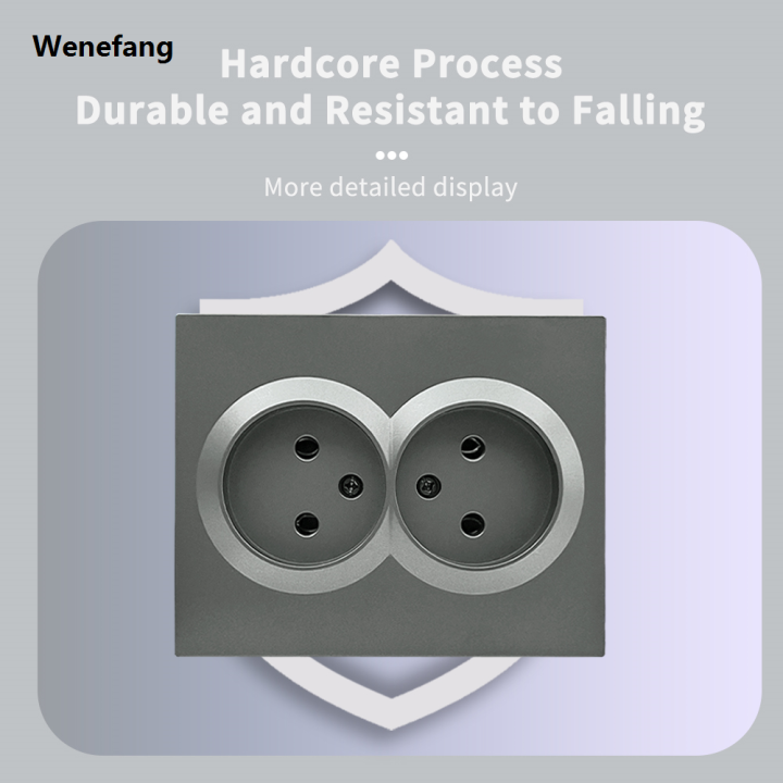 Wenefang WESA Grey Double Power Socket 16A EU Standard Electrical Outlet Luxury Standard Ground ...
