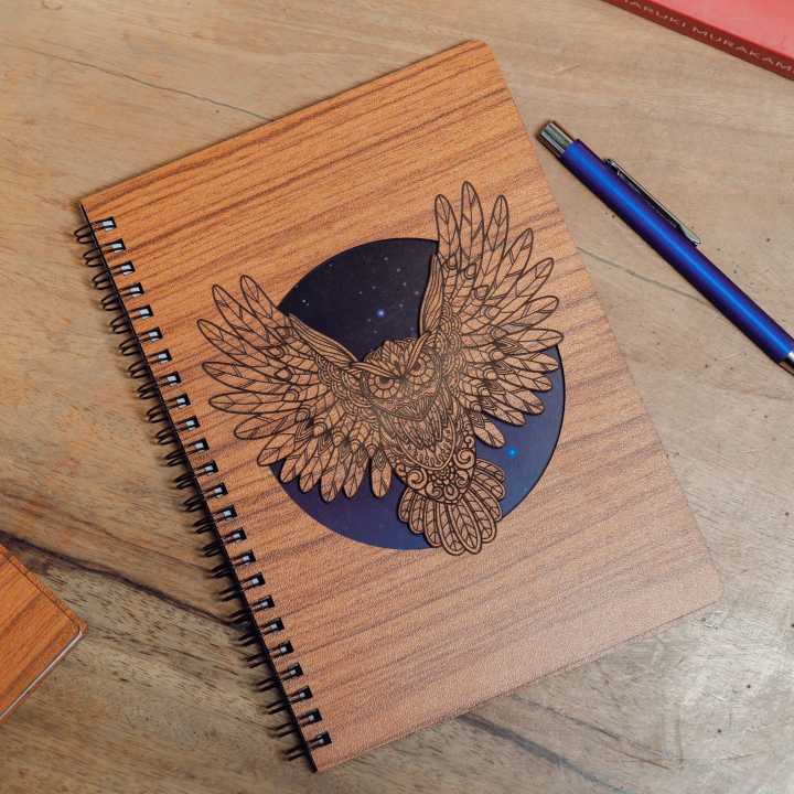 MastaKala Flying Owl Featuring Wooden Notebook A5 100 pages | Daraz.com.np