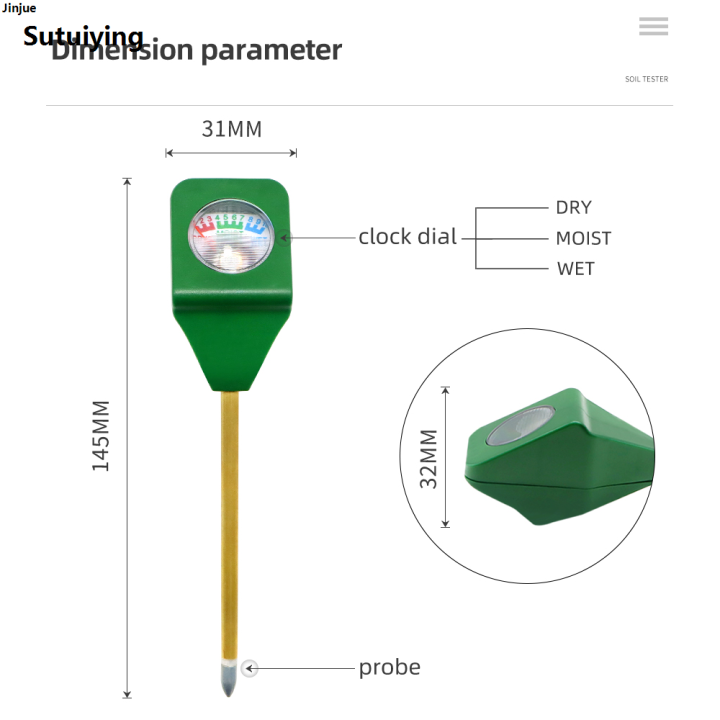 JinjueSutuiying Soil Moisture Meter Mini Soil Moisture Tester Meter ...