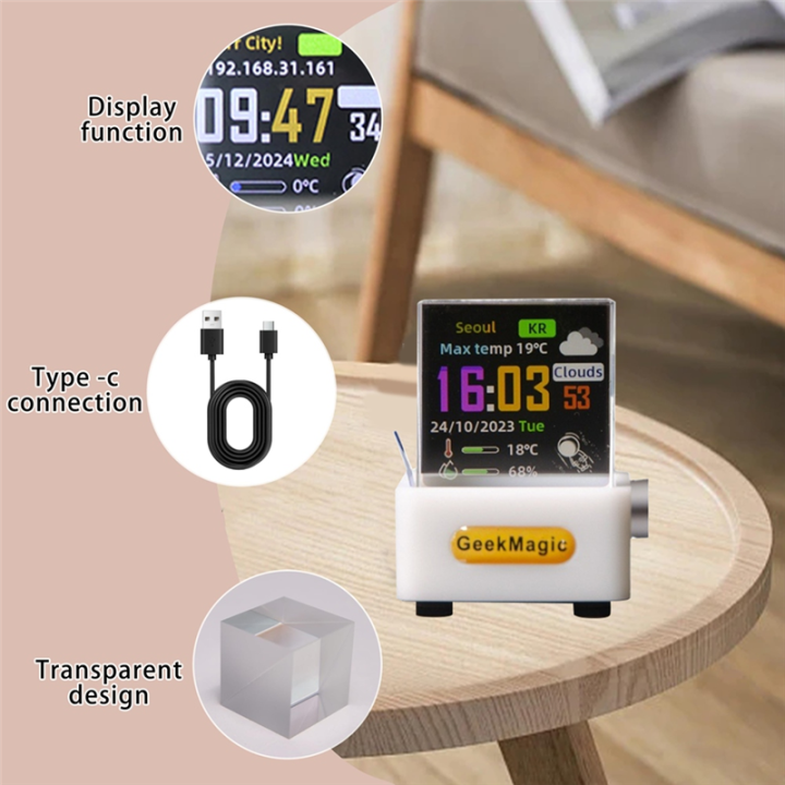 Mini 3D Hologram Cube Display with Display Weather,Time Crystal Photo ...