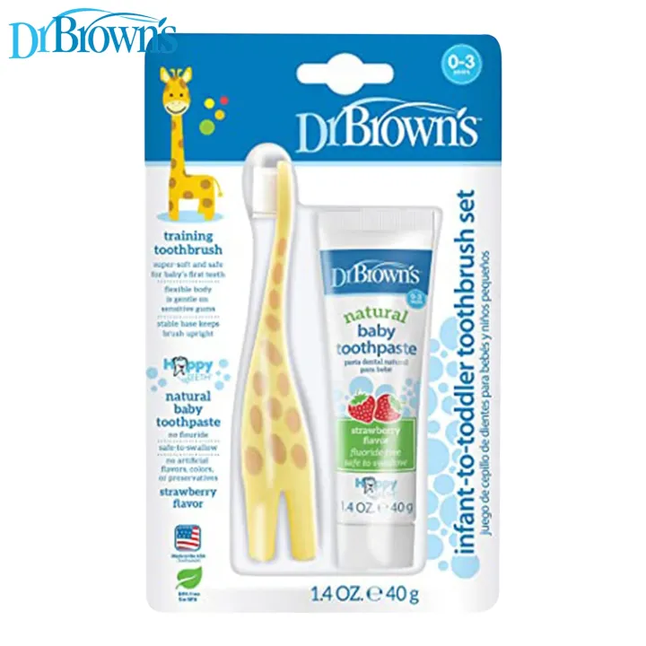 Dr. Brown'S Infant Toothbrush, Toothpaste Combo Pack, Giraffe Hg061-P4 ...