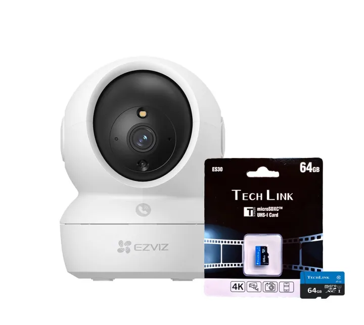 Ezviz H6C Pro 3MP Indoor Pan & Tilt Wired/Wireless CCTV Camera With Smart Night Vision 64 Gb SD ...