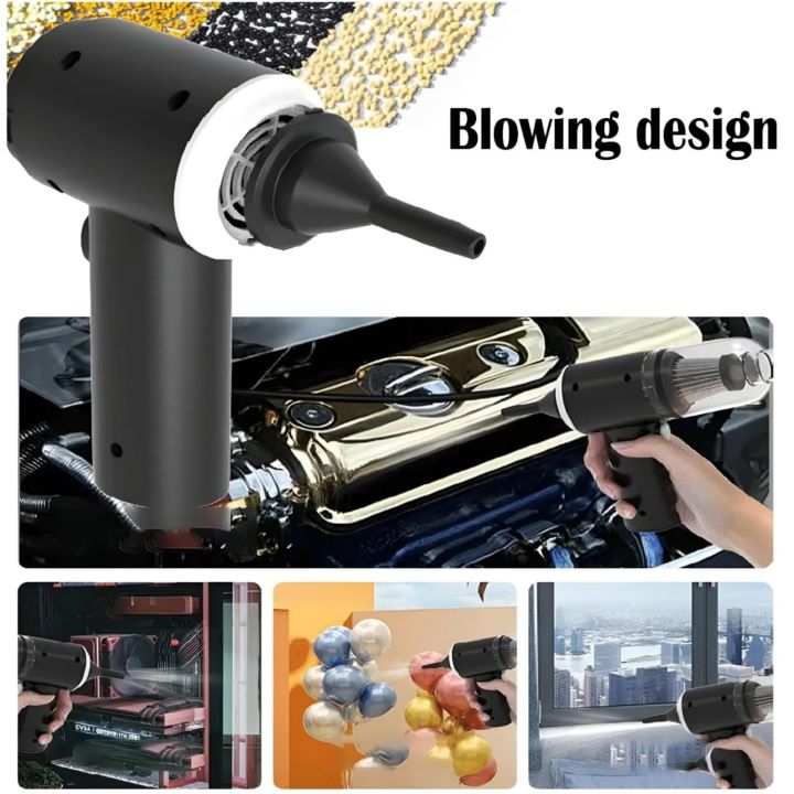 3 in 1 Car Mini Vacuum Cleaner with Blower Wireless Portable Rechargeable Handheld High Power ...