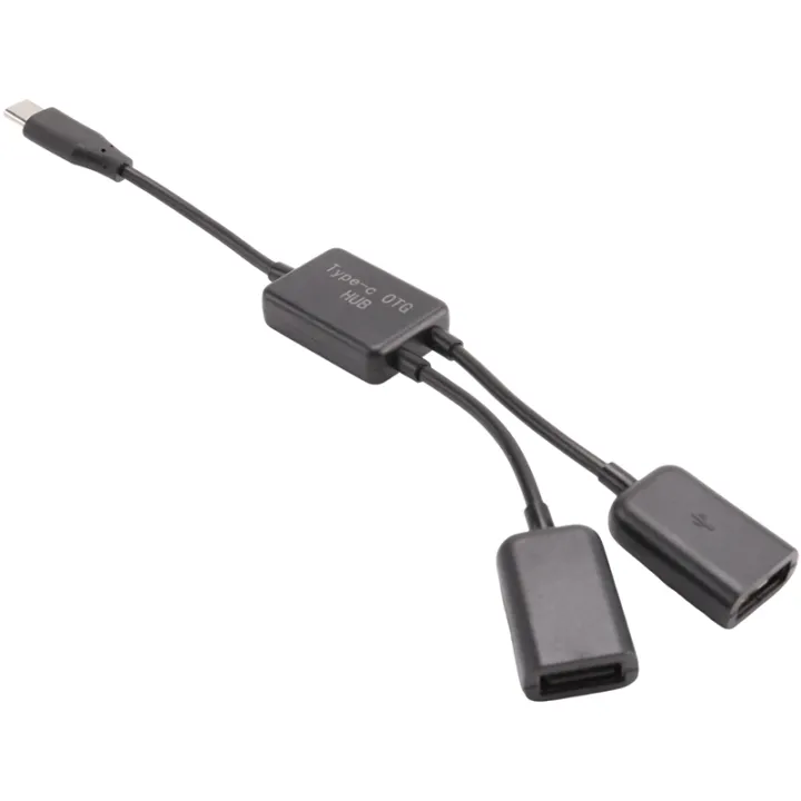 5X Type C OTG USB Male to Dual 2.0 Female OTG Charge 2 Port HUB Cable Y ...
