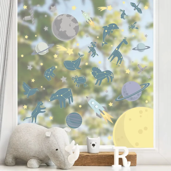 Artsy Home Planets with Zodiac and Rockets Set Sticker for Window ...