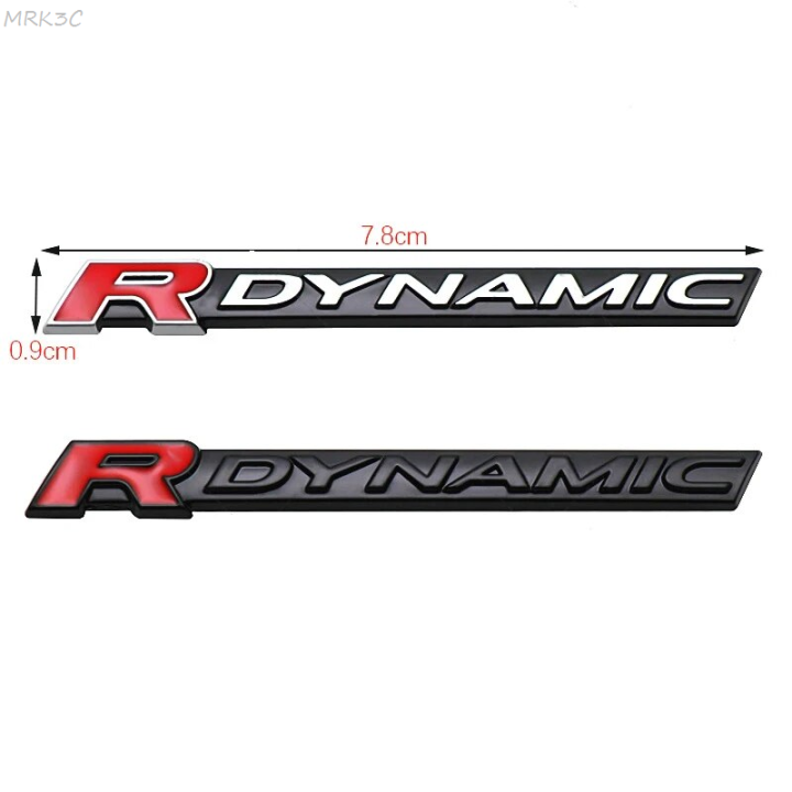 MRK3C Car Metal R DYNAMIC Logo Side Fender Trunk Badge Emblem Decals ...