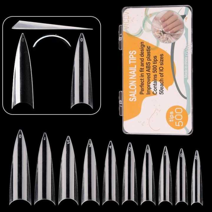 Natural Clear Acrylic False Nail Tips - 500 Pcs | Daraz.com.np