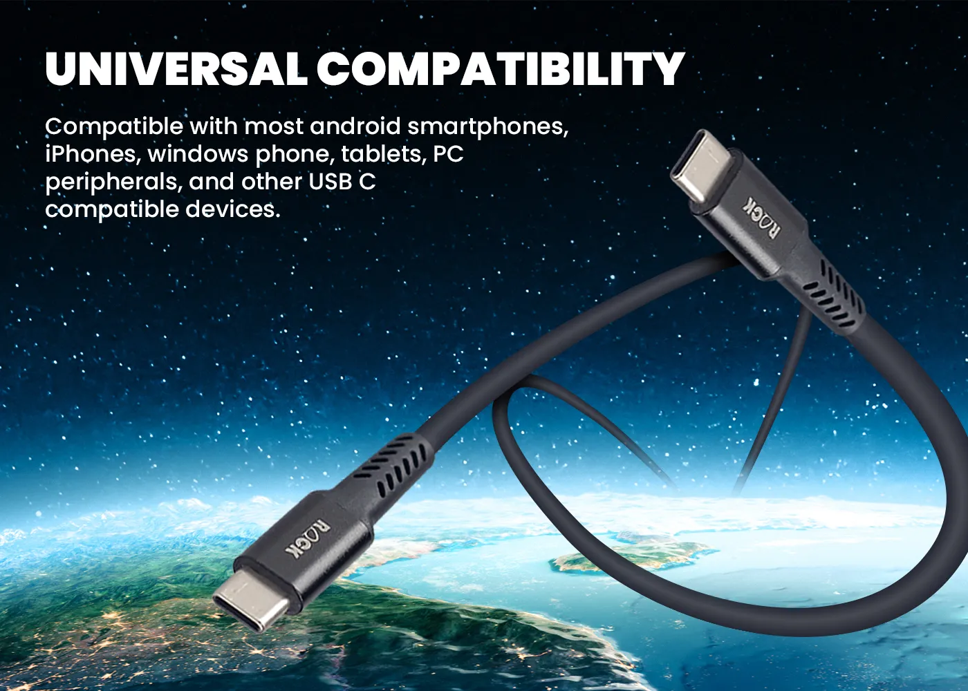 Rock Usb Type C To Type C L 5a Current | 1meter | Jeevee