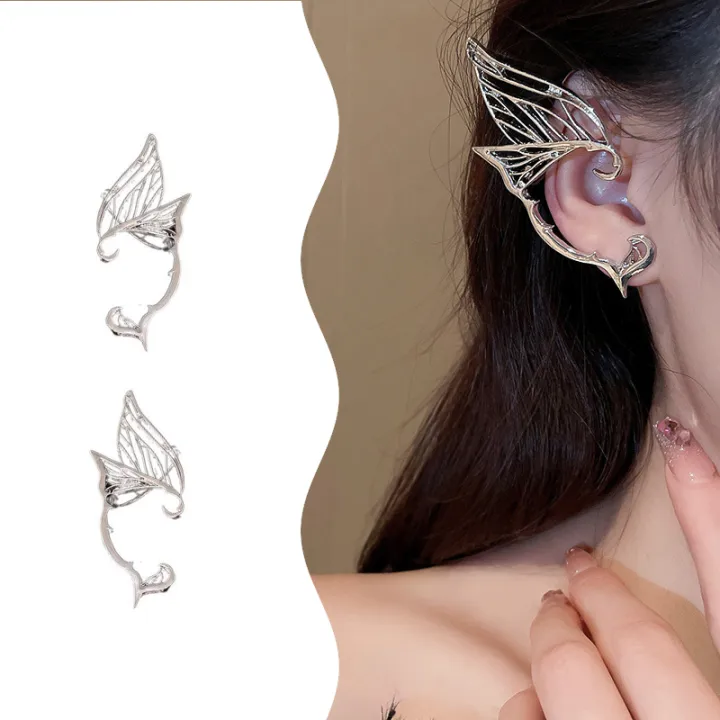 Fashion Punk Butterfly Elf Ear Clip Luxurious No Ear Hole Ear Bone Clip ...