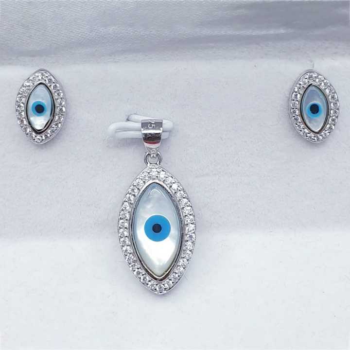 Shell Evil Eye Pure Silver Pendent Set For Women | Daraz.com.np
