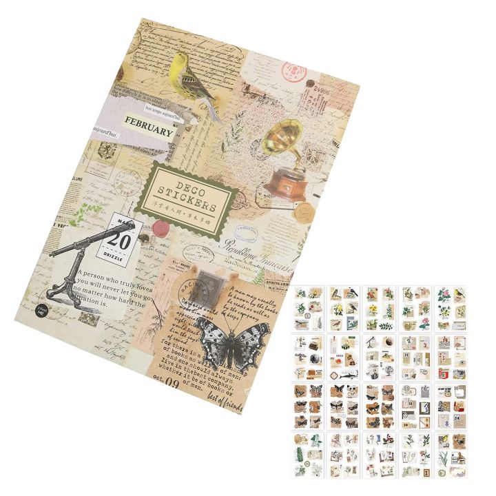 Vintage Scrapbook Sticker Packs, Art Craft Notebook Photo Album Diary ...