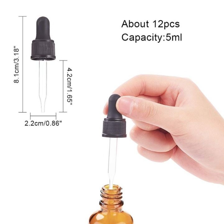 Kuying Fashion Set of 12 Glass Eye Droppers for Essential Oil 15ml (1/2 ...