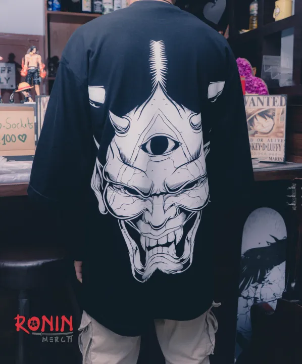 Harajuku Oversize T-shirt Oni Eyes Printed Tshirt Unisex Japanese ...