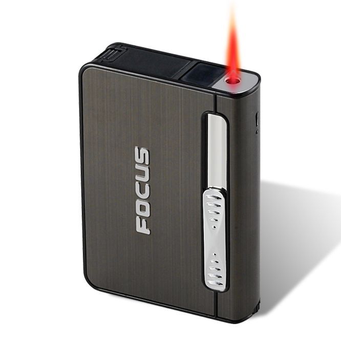 Focus 2 in 1 Refillable Ultra Slim Windproof Gas Lighter Case | Daraz ...