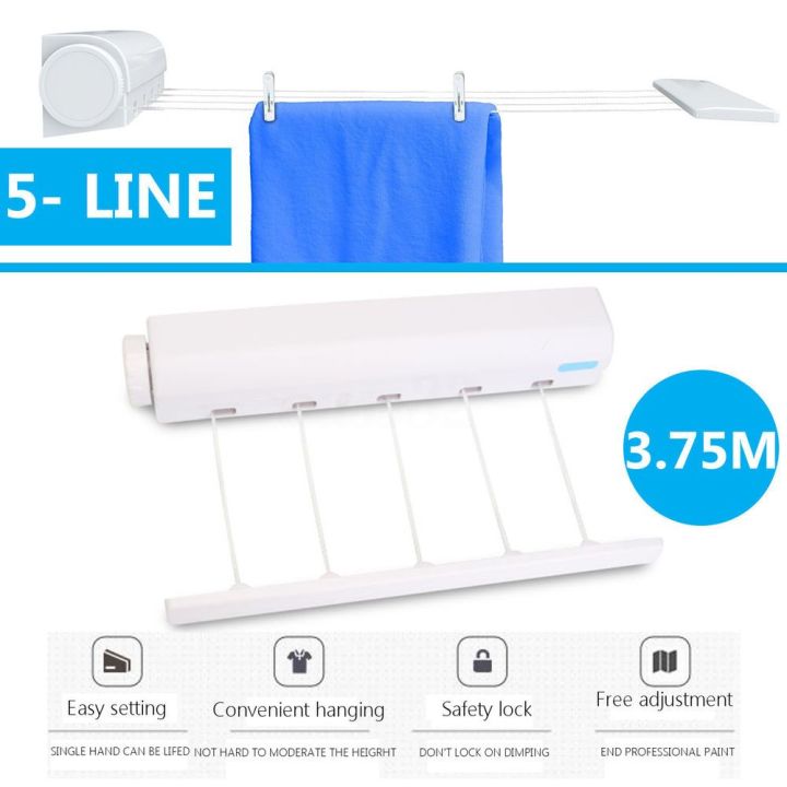 Bizzy 5-Line Retractable Clothesline Wall Mounted Laundry Laundry ...