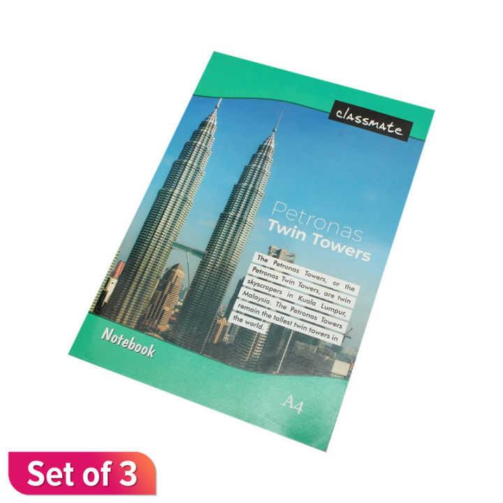 Classmate Green Petronas Twin Towers Printed A4 Notebook Set of 3 ...