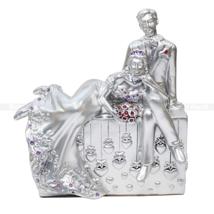 Silver Wedding Couple Statue - 5" x 6.5 "( Lx H ) | Daraz.com.np